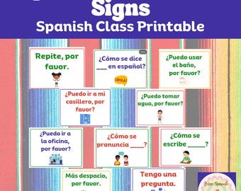 Spanish Classroom Phrases Signs - Etsy