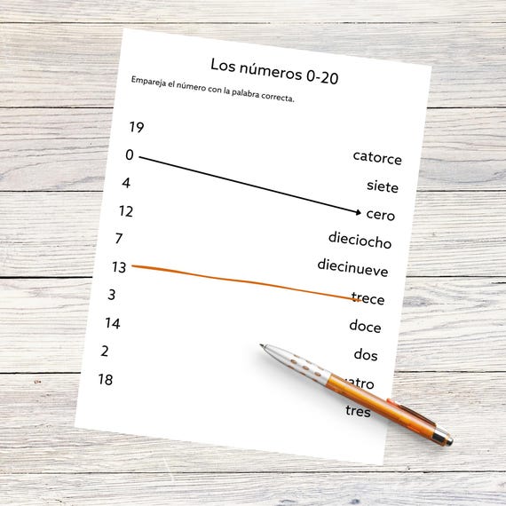 Spanish Numbers 0 20 Worksheets