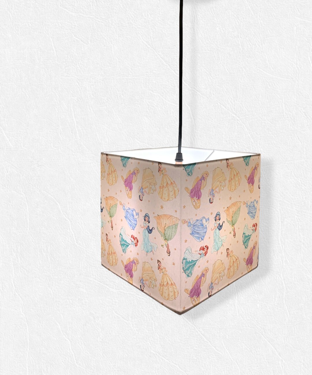 Handmade Disney Princesses Inspired Cotton Fabric Ceiling or Table Lamp ...