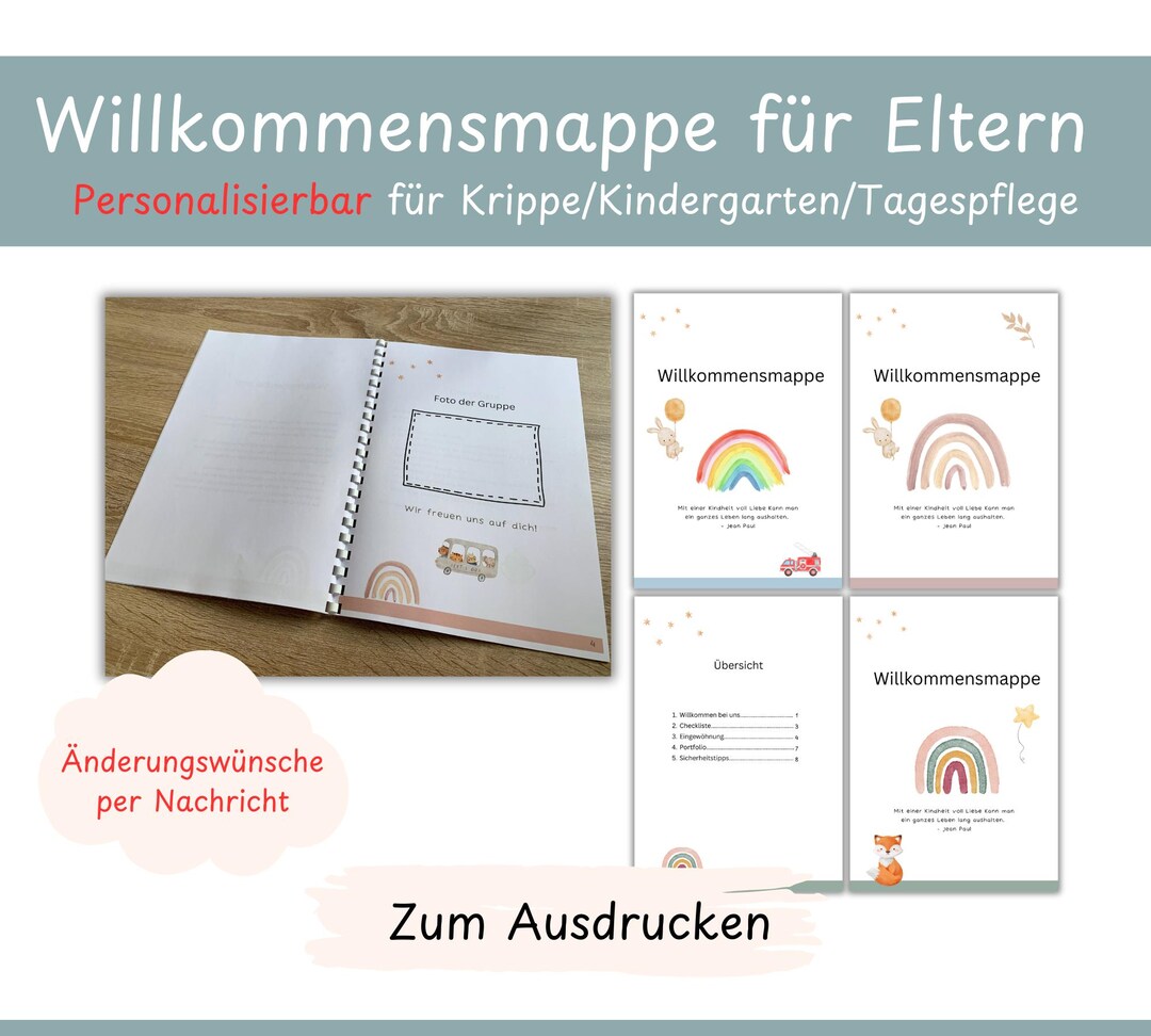 Personalized Welcome Folder for Parents for Crèche, Child Day Care and ...