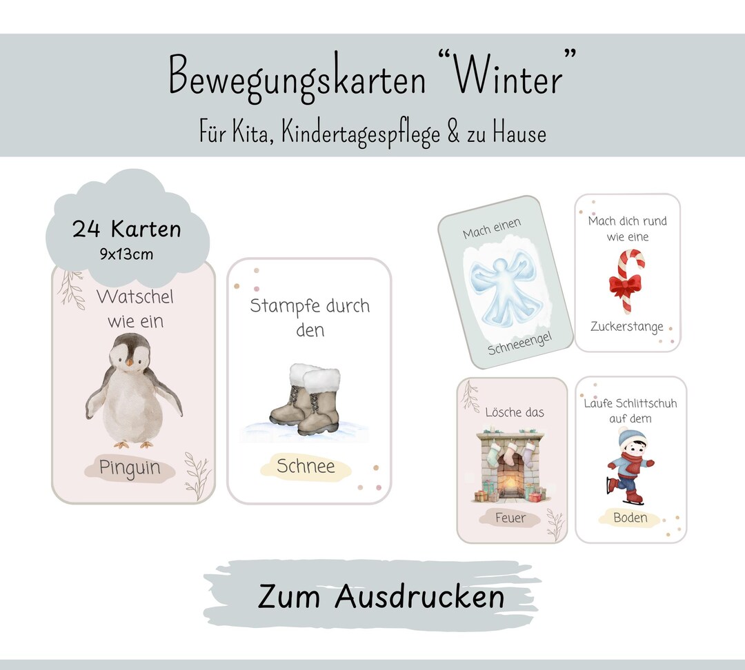 Winter Movement Cards - for Nursery, Child Daycare and Kindergarten - Etsy