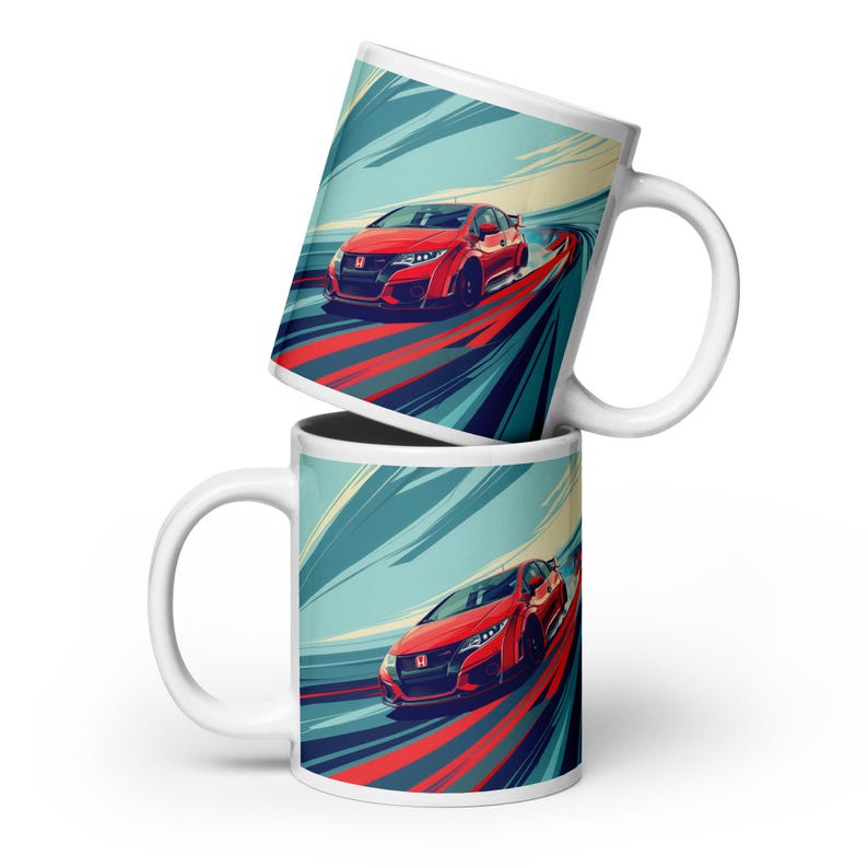 Red Honda Civic Type R FK2 Glossy White Coffee Mug Gift for Car Lover ...