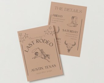 Last Rodeo Bachelorette Party Invitation Template Fun Invitation Cowboy ...