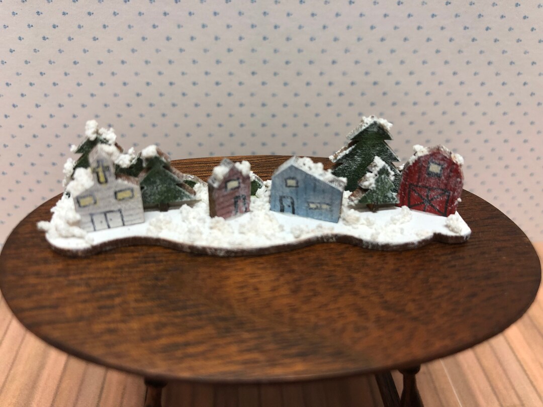 Miniature One Inch Scale Winter Scene on a Board is Handmade - Etsy