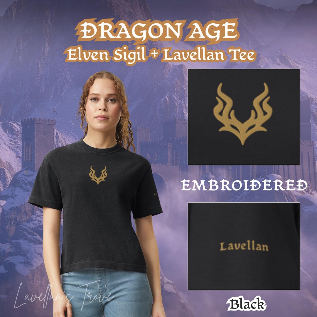 Embroidered Dragon Age Elven Lineage + Lavellan Women's Boxy Tee - Etsy