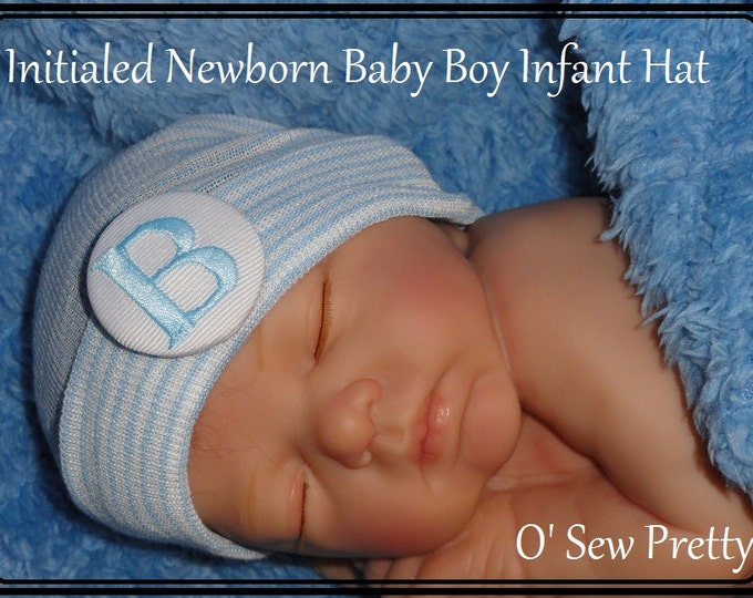 MONOGRMMED baby boy newborn hospital hat Personalized Baby | Etsy