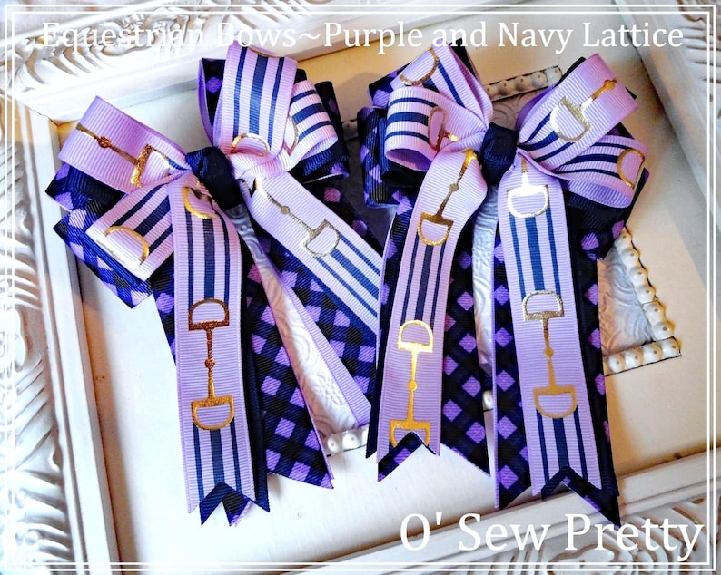 Purple Horse Show Bows, Equestrian Snaffle Bit Hair Bow - Etsy