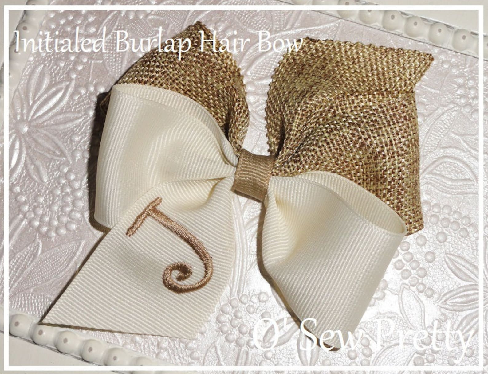 MONOGRAMMED HAIR BOWS Burlap Hair Bows Personalized Hair | Etsy