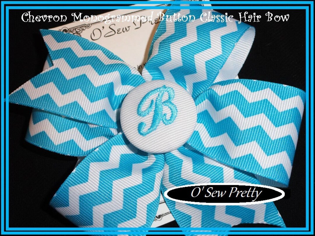 Monogram Chevron Hair Bow, Embroidered Initial, Girls Hair Accessories ...