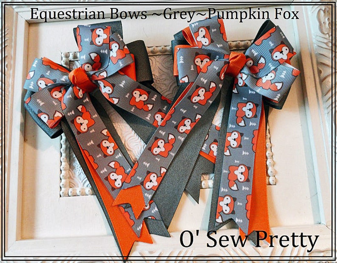 Equestrian Hair bows, Grey horse Show bows, Brown Fox hair bow ...