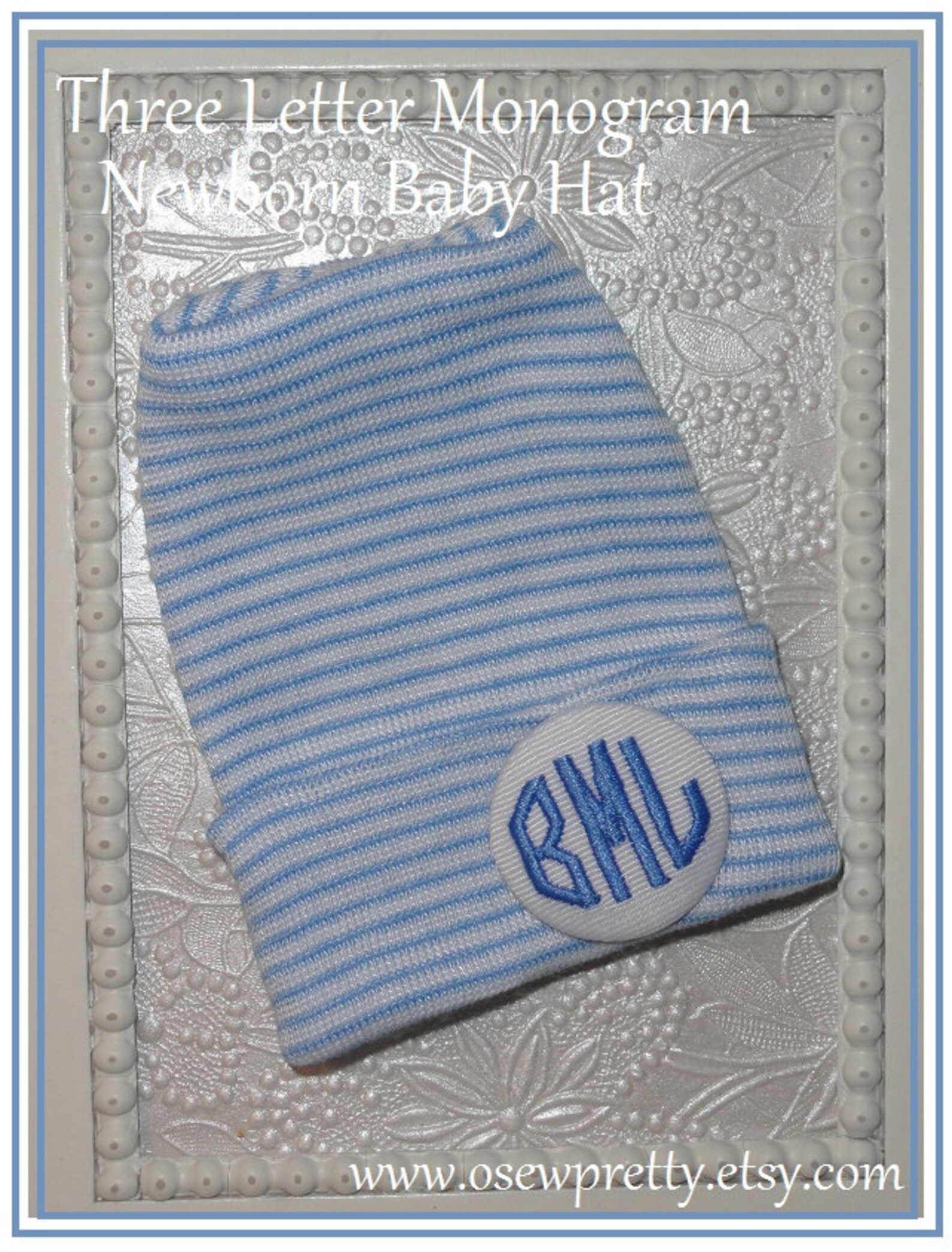 THREE LETTER MONOGRAM Baby Boy Newborn Hospital Hat - Etsy