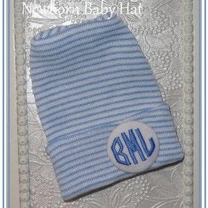 THREE LETTER MONOGRAM Baby Boy Newborn Hospital Hat, Personalized Baby ...