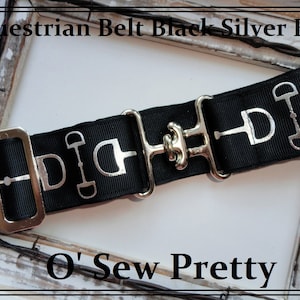 Equestrian Belt, Silver Snaffle Bit Adjustable Equestrian Surcingle ...