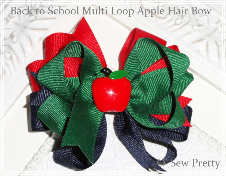 First Day of School Bows Red Apple Bow Loopy Over the Top - Etsy