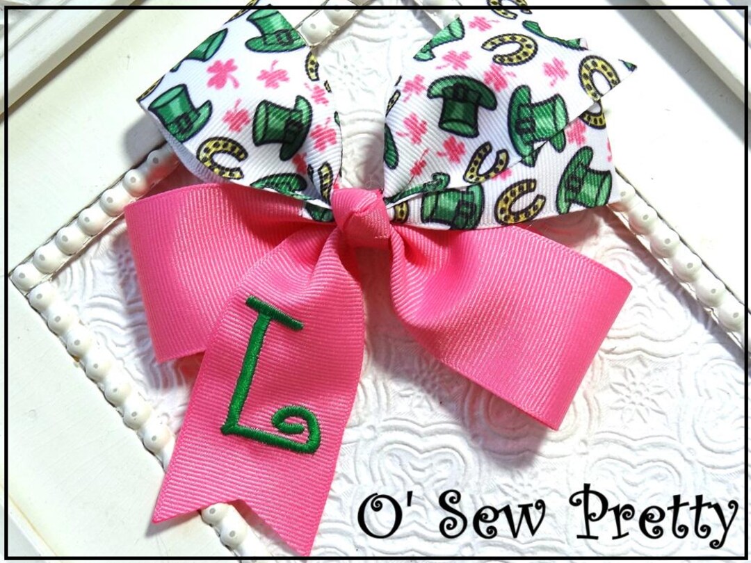 MONOGRAMMED HAIR BOWS, Personalized St. Pratricks Day Hair Bows ...