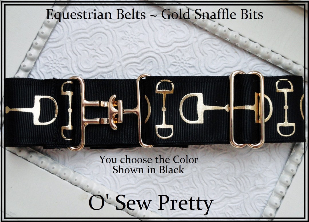 Equestrian Belt, GOLD FOIL Snaffle Bit Belt, Horseback Rider Belt ...
