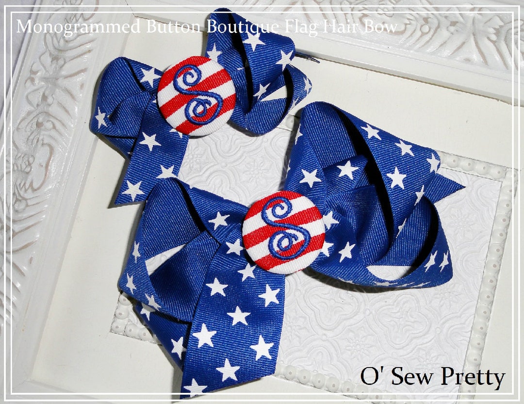 AMERICAN FLAG HAIR Bow, Personalized Fourth of July Hair Bows ...