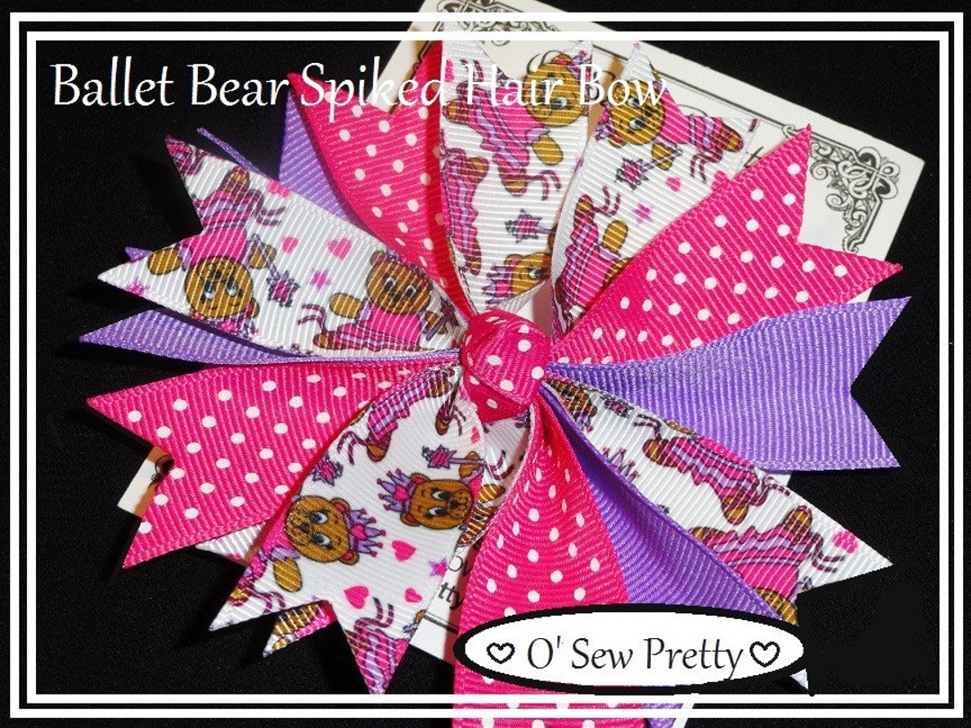 BALLET Hair Bows, Ballerina Hair Bows, Spiked Hair Bows, Pink Ballet ...