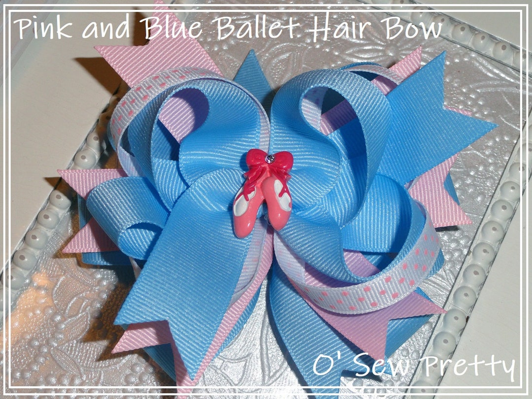 Pink and Blue Ballet Hair Bow, Ballet Bows, Ballerina Accessory ...
