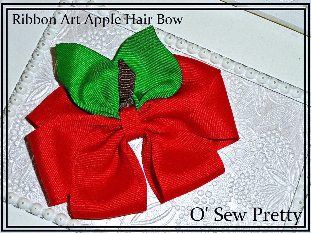 Back to School Apple Hair Bow, Red Apple Bow, Large Apple Boutique Bow ...