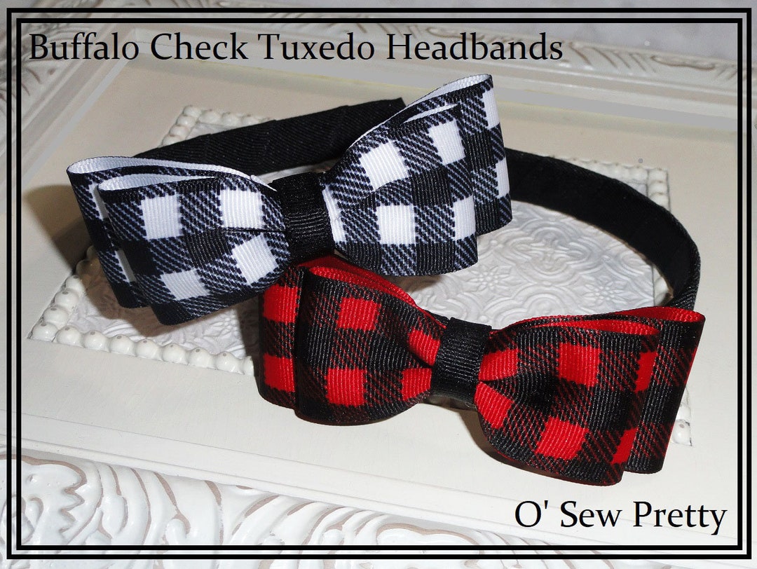 Red Plaid Headband With a Bow, Girls Headband, Headband, Back to School ...