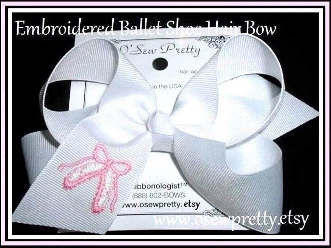Ballet Hair Bows, Embroidered Ballet Hair Bow, Ballerina Hair Bows ...