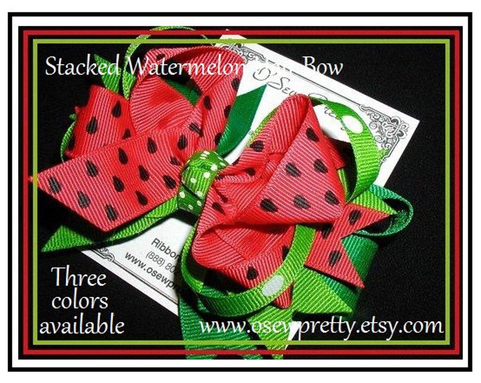 Watermelon Print Hair Bow, Summer HAIR BOWS, Red and Apple Green Hair ...