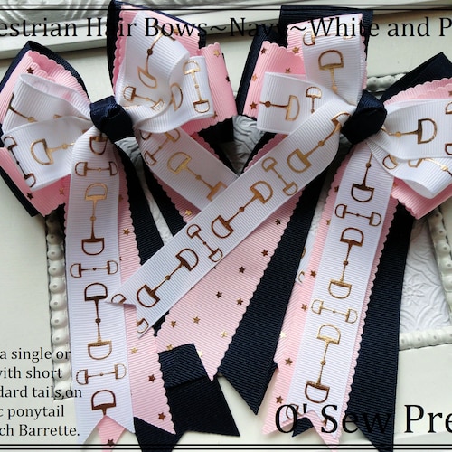 Circle Monogrammed Equestrian Horse Show Bows Choose Your - Etsy
