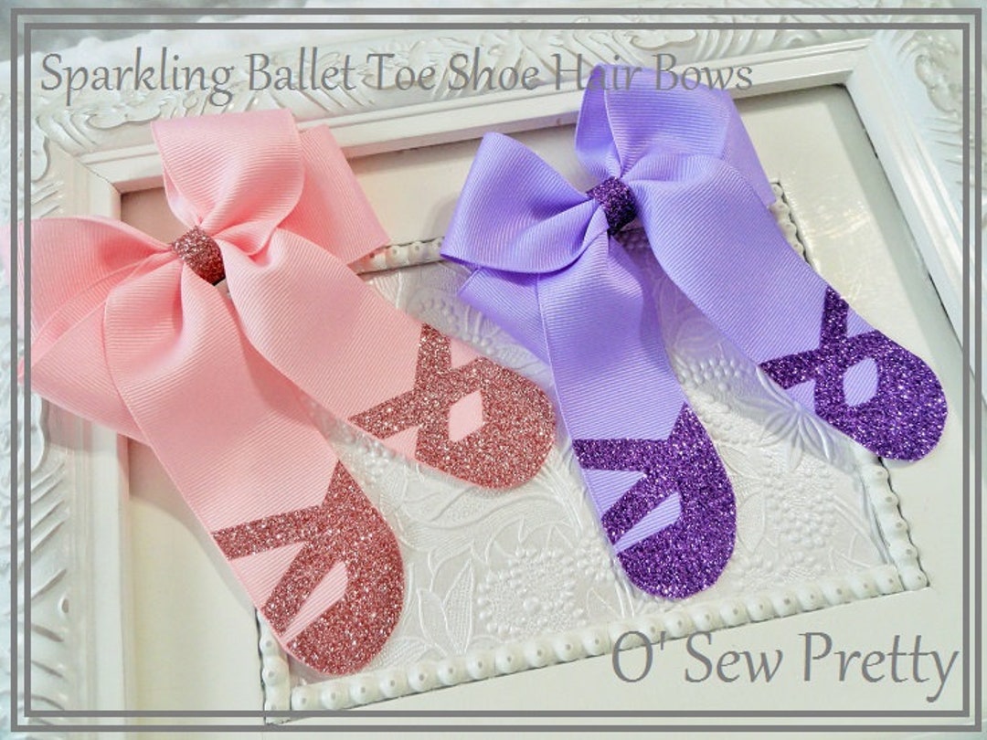 Ballet Hair Bows, Purple Ballet Hair Bows, Pink Ballet Toe Shoe Hair ...