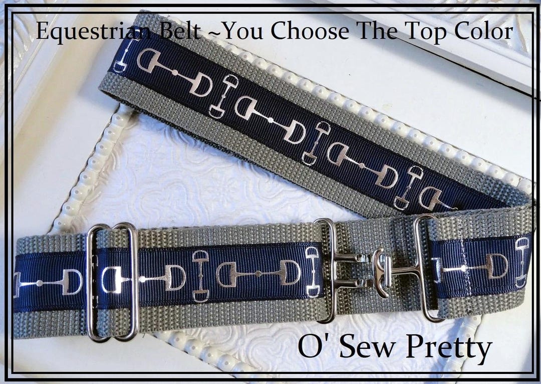 Equestrian Belt, 1.5" Snaffle Bit Belt, Two Toned Horseback Rider Belt ...