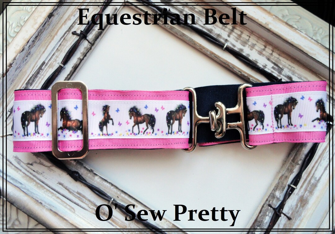 Equestrian Belt, Adjustable Equestrian Surcingle Belt, Pink With Brown ...
