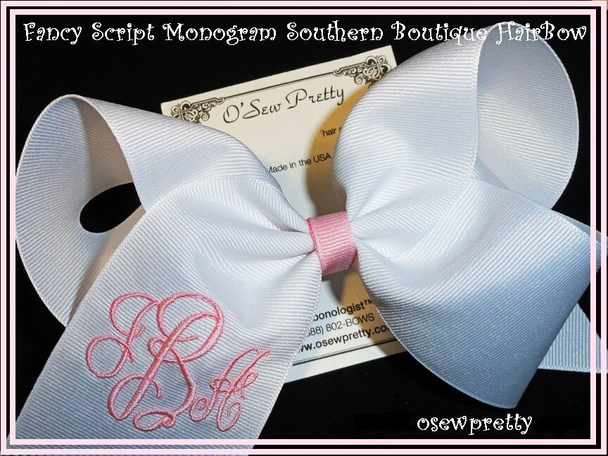 SET of 3 Embroidered Hair Bows, Monogrammed Hairbow With 3 Letter ...