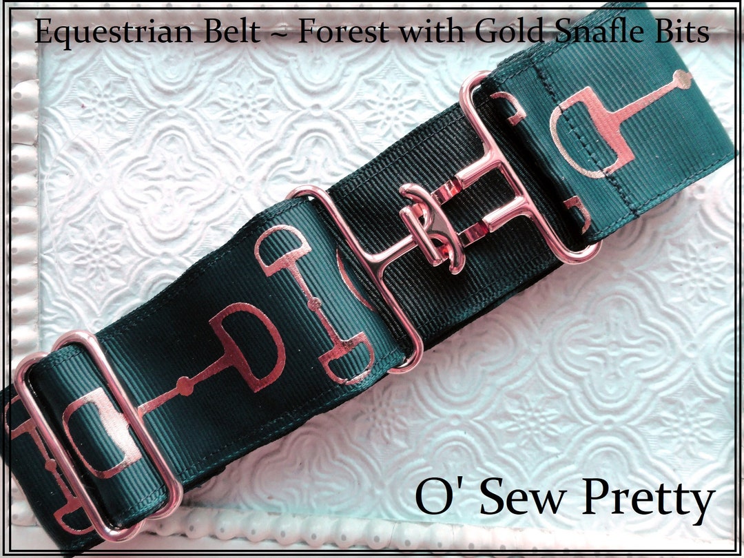 Equestrian Belt, GOLD FOIL Snaffle Bit Belt, Horseback Rider Belt ...