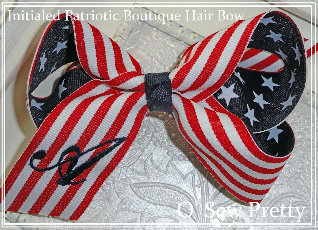 AMERICAN FLAG HAIR Bow, Personalized Fourth of July Hair Bows ...