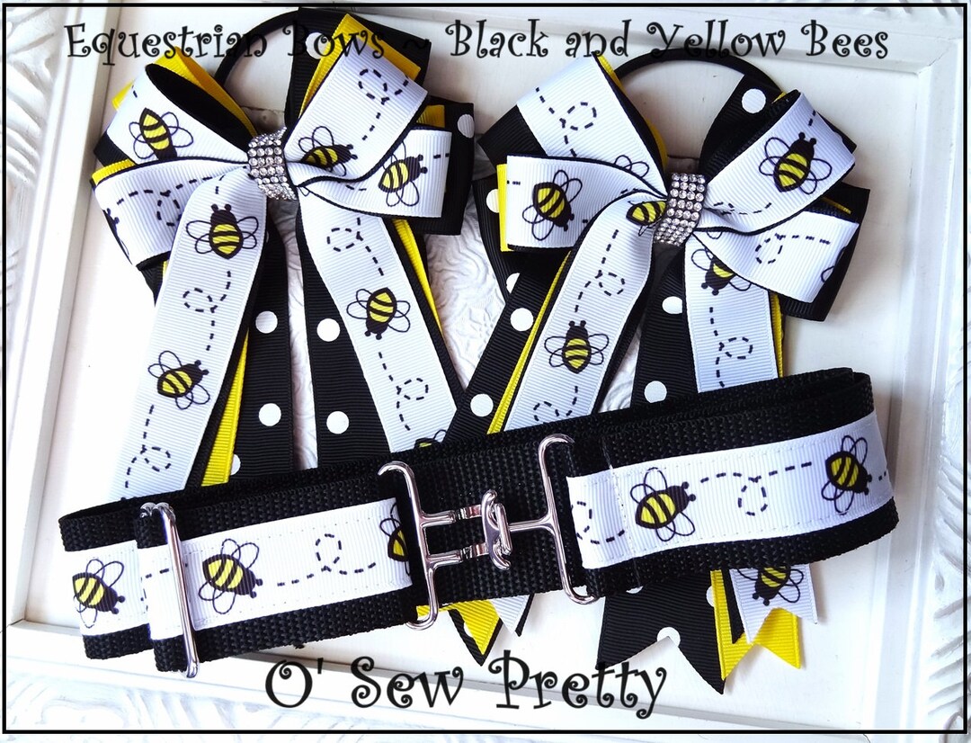 Equestrian Hair Bow, Bumble Bee Ribbon, Horse Show Bows - Etsy