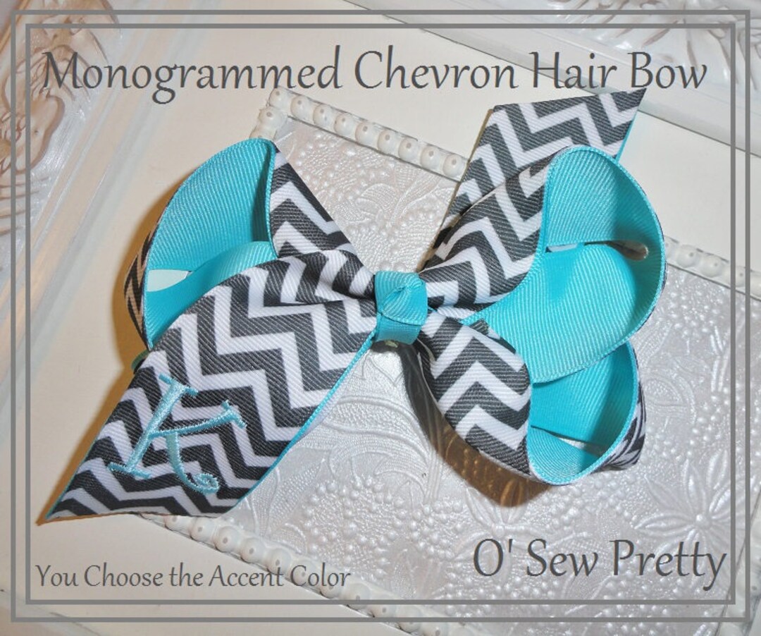 Personalized Hair Bows, Monogrammed Chevron Hair Bows, Boutique Hair ...