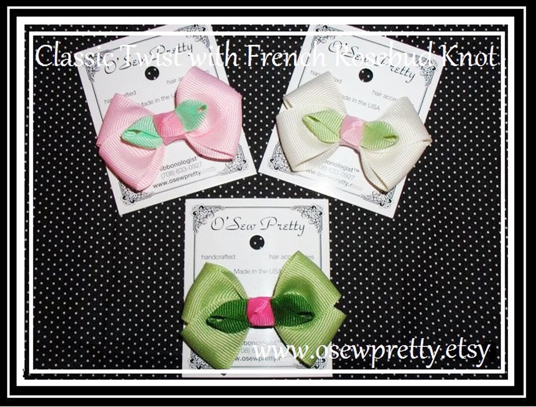 Hair Bow With Ribbon Flowers, Classic Hair Bows, Custom Hair Bows, Made ...