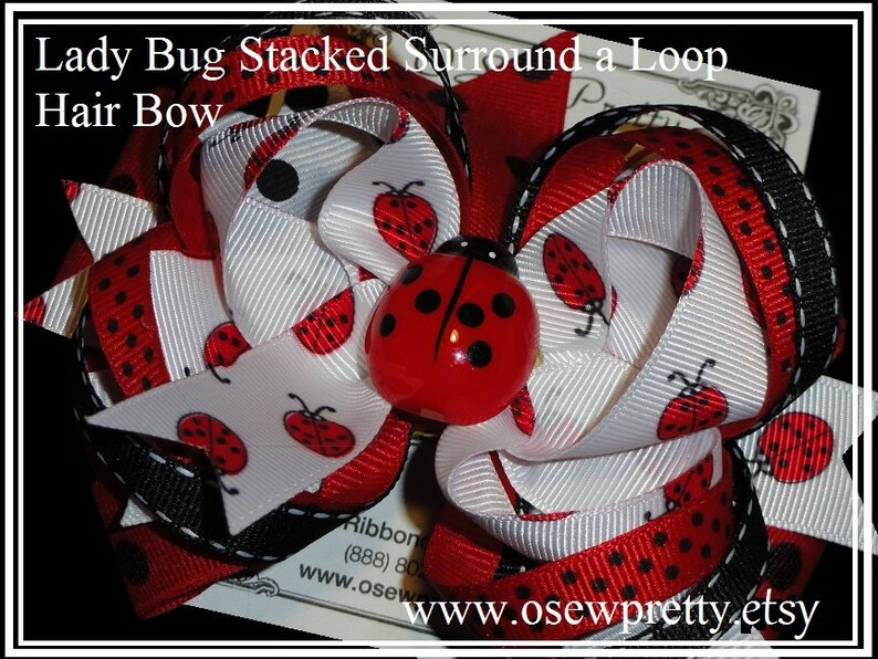 Lady Bug Hair Bow Red Hair Bow With Lady Bug Charm Stacked | Etsy