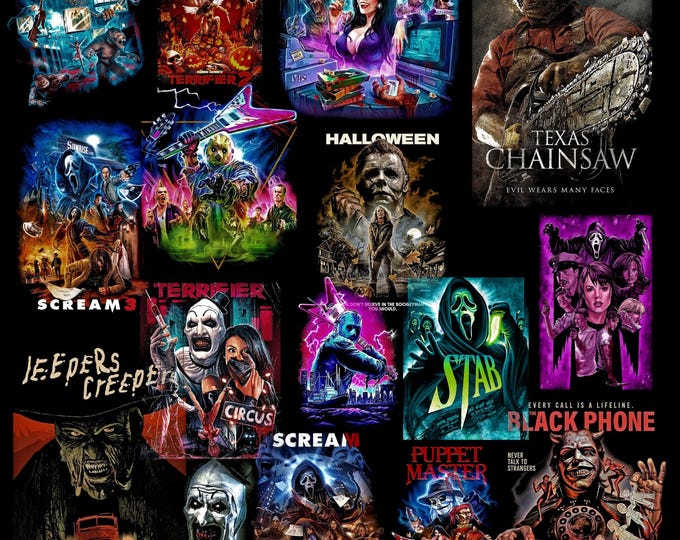 20+ Iconic Horror Characters - Halloween Halftone - Bundle of 20+ DTF ...