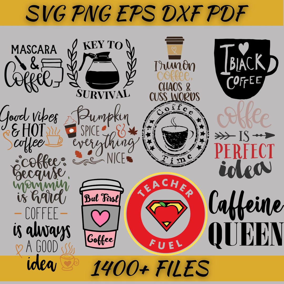 Coffee SVG Bundle, 1400+ Coffee Designs (digital Download) - Etsy