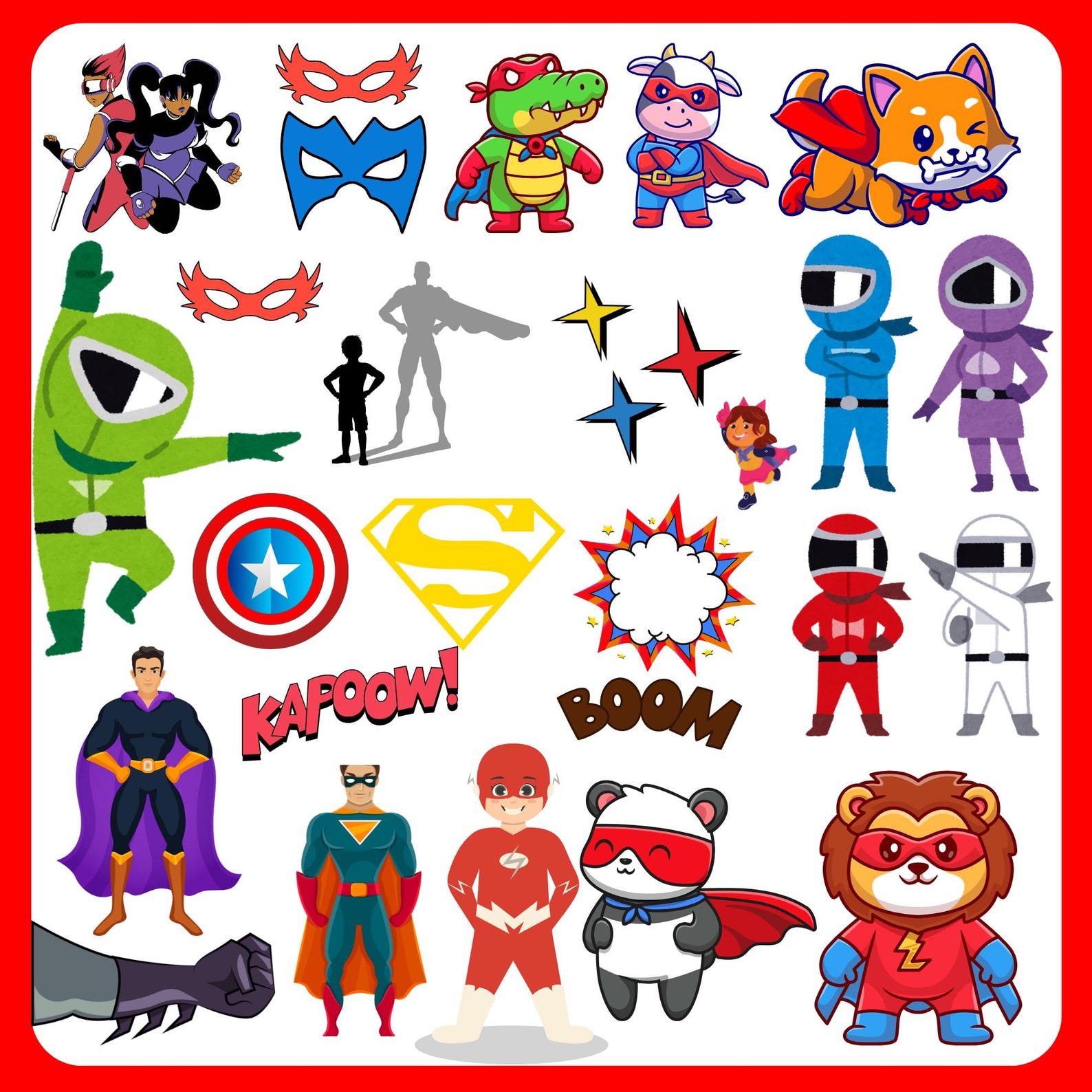 Superhero Clipart Bundle, 180+ PNG SVG Graphics (digital Download) - Etsy