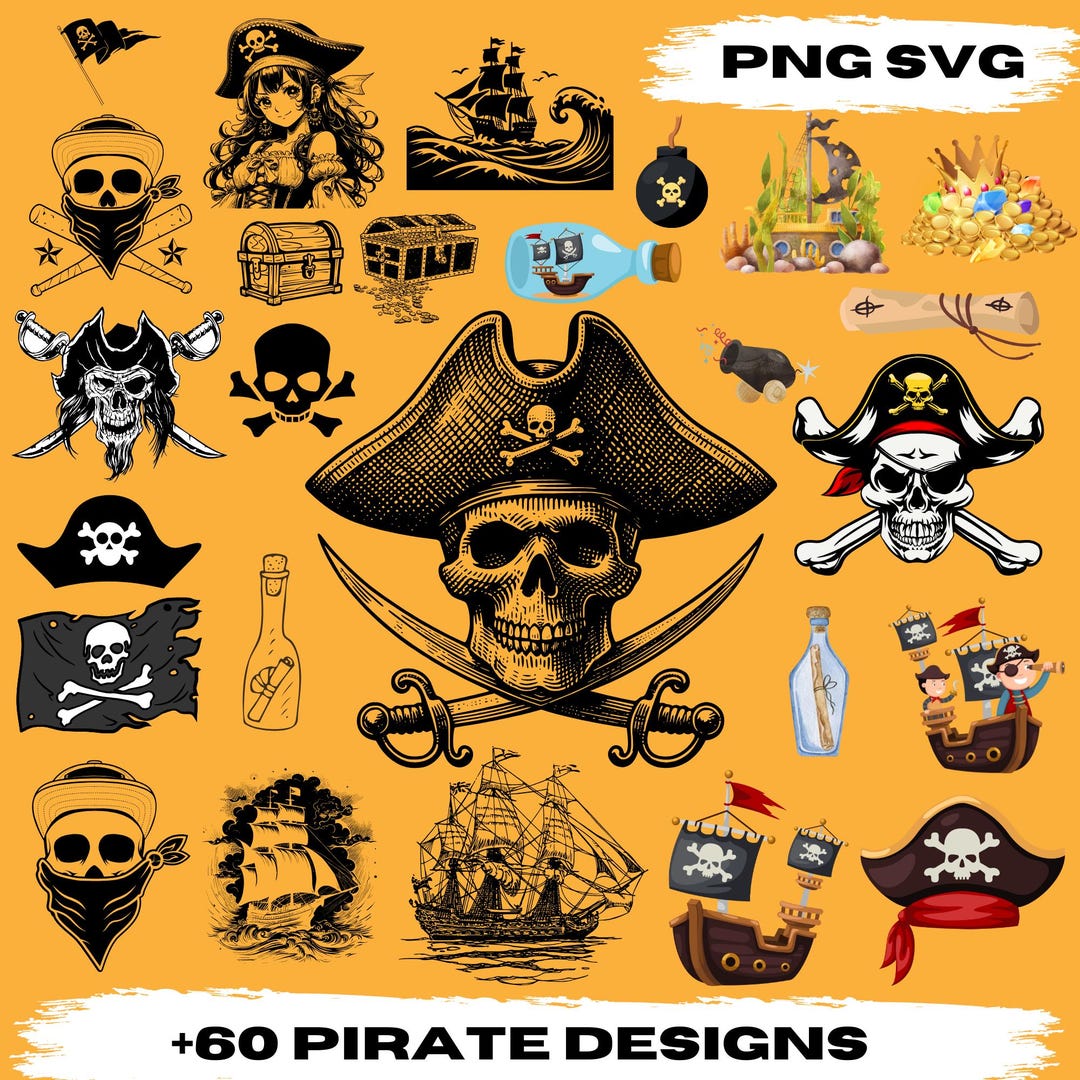 Pirate Designs, +60 Pirate PNG SVG (digital Download) - Etsy