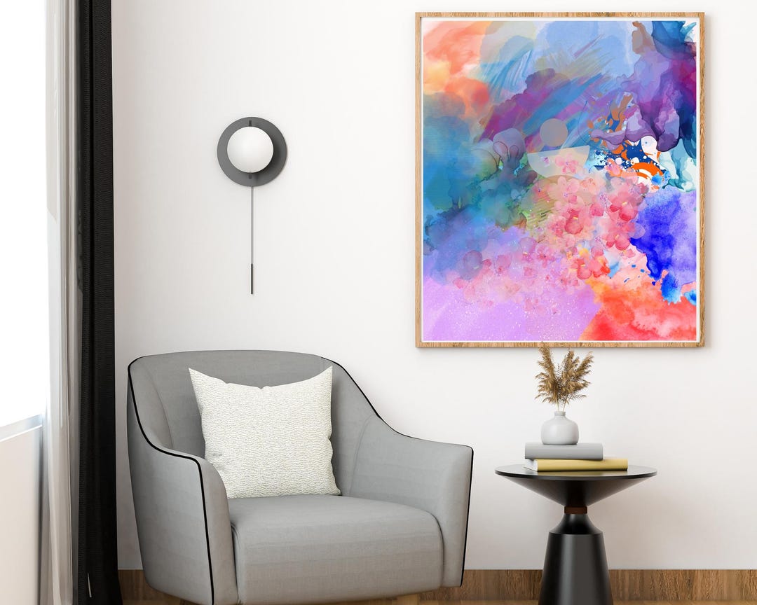 Watercolor Splash Wall Art Printable Purple Watercolordigital ...