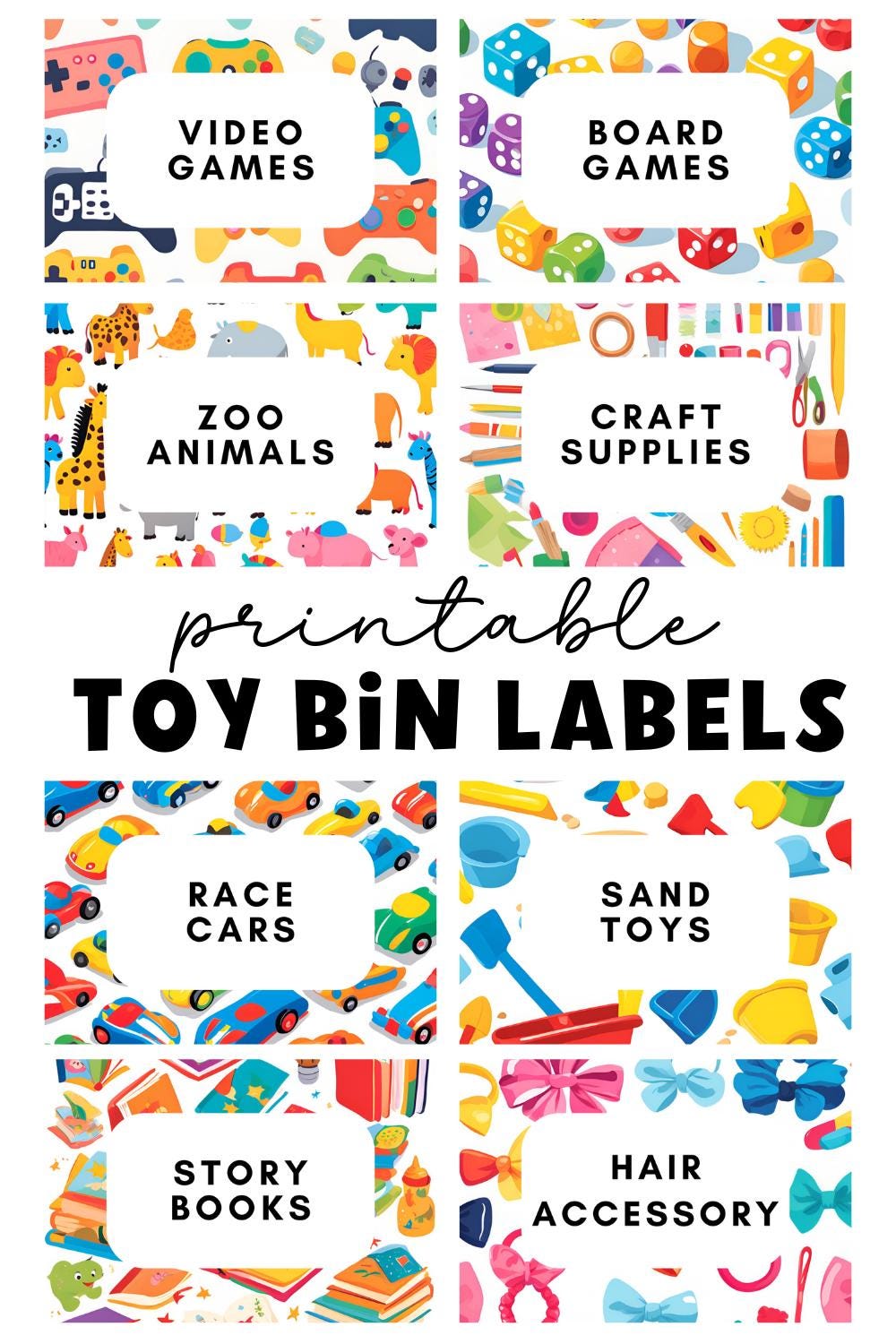Editable Toy Bin Storage Labels With Pictures Playroom Organization ...