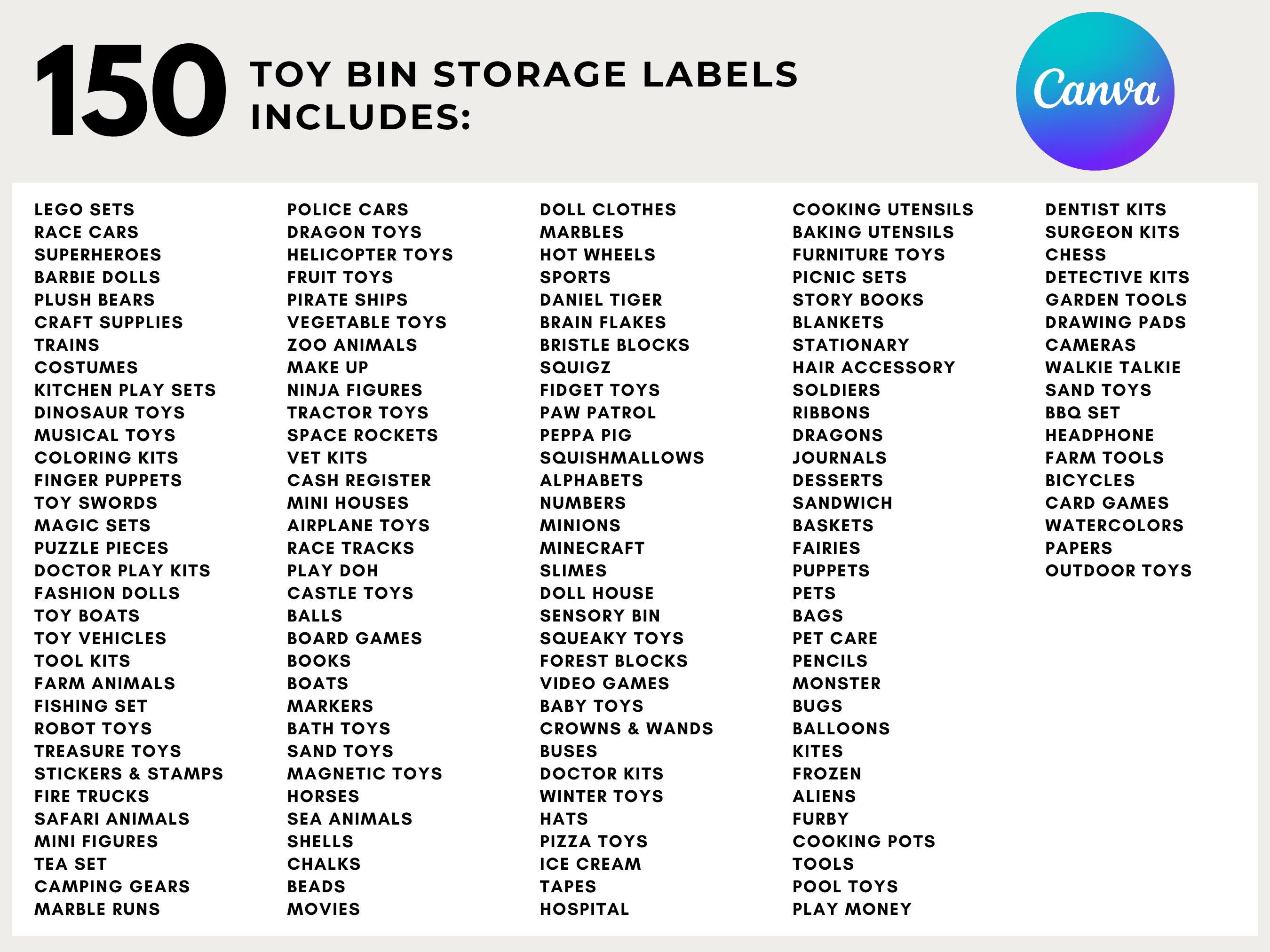 Editable Toy Bin Storage Labels With Pictures Playroom Organization ...