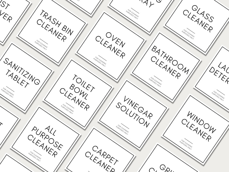 Customizable Cleaning Supply Labels, Minimalist Style (digital Download ...