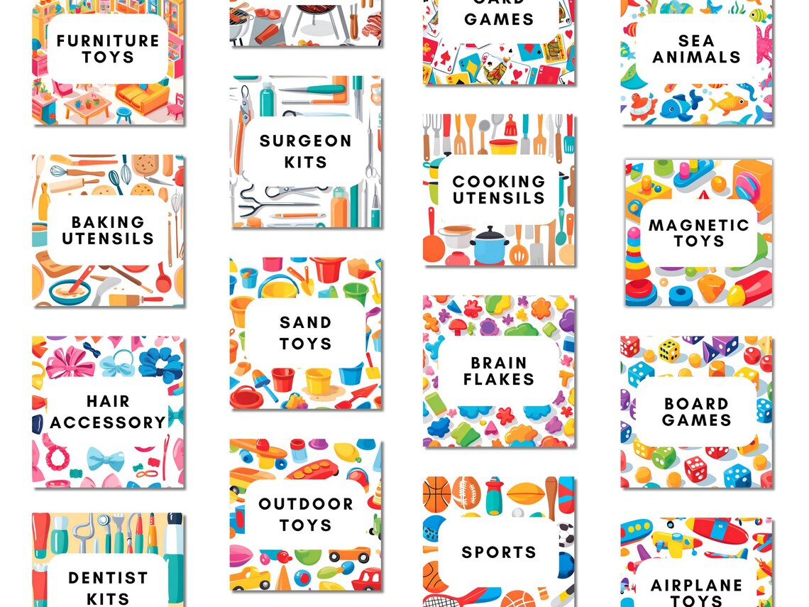 Editable Toy Bin Storage Labels With Pictures Playroom Organization ...