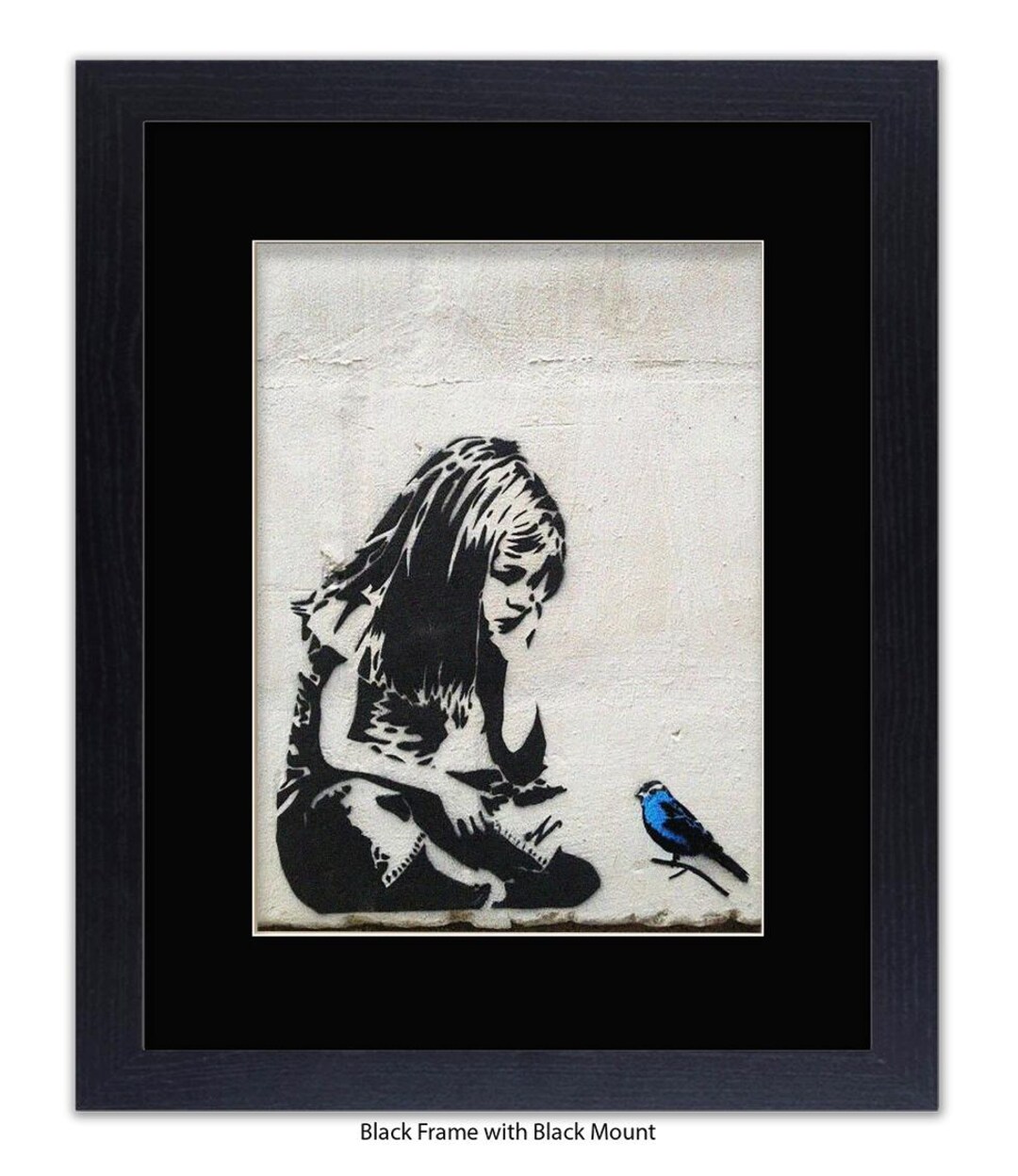 Blue Bird - Girl - Mounted & Framed Banksy Print - Etsy
