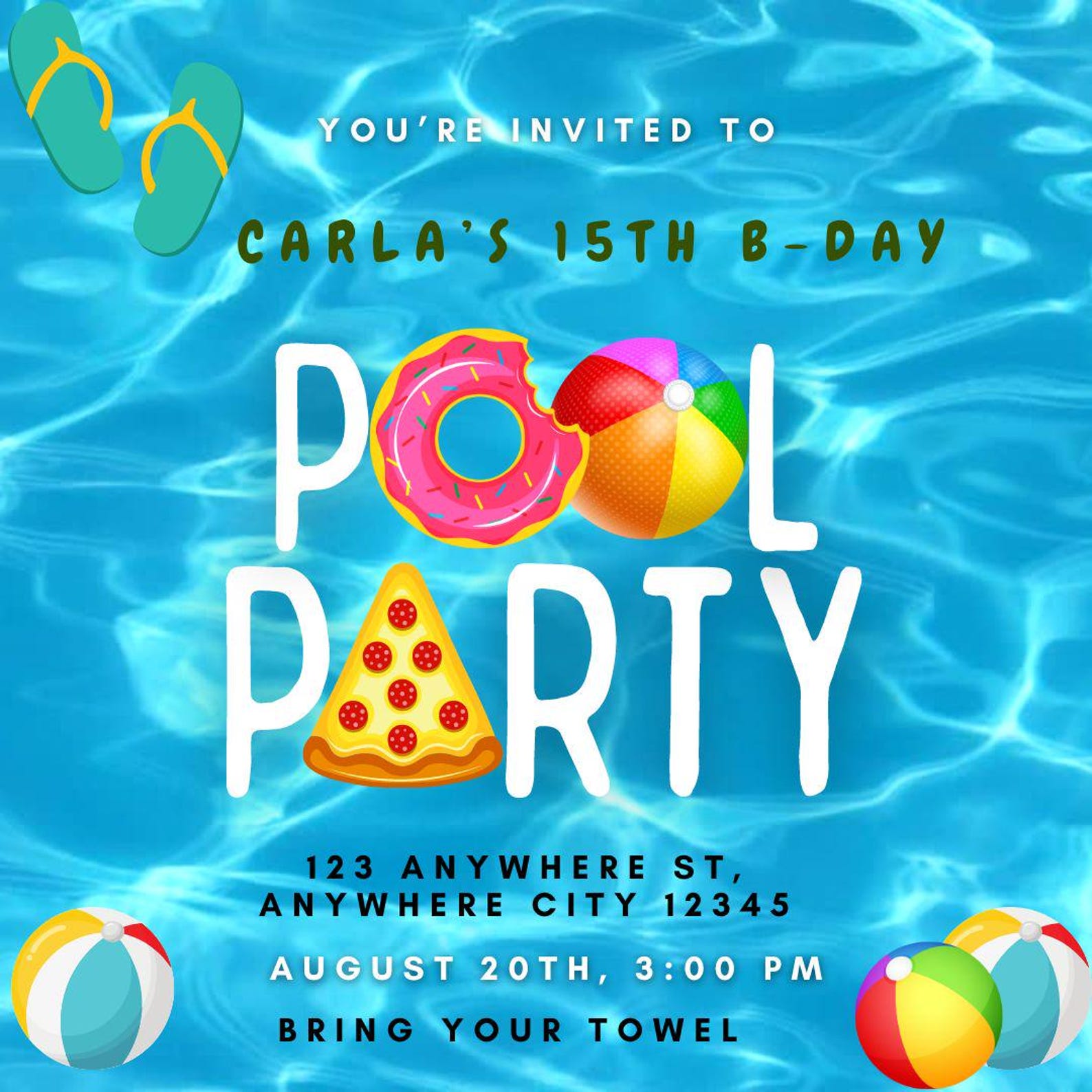 Animated Pool Party Invitation - Etsy