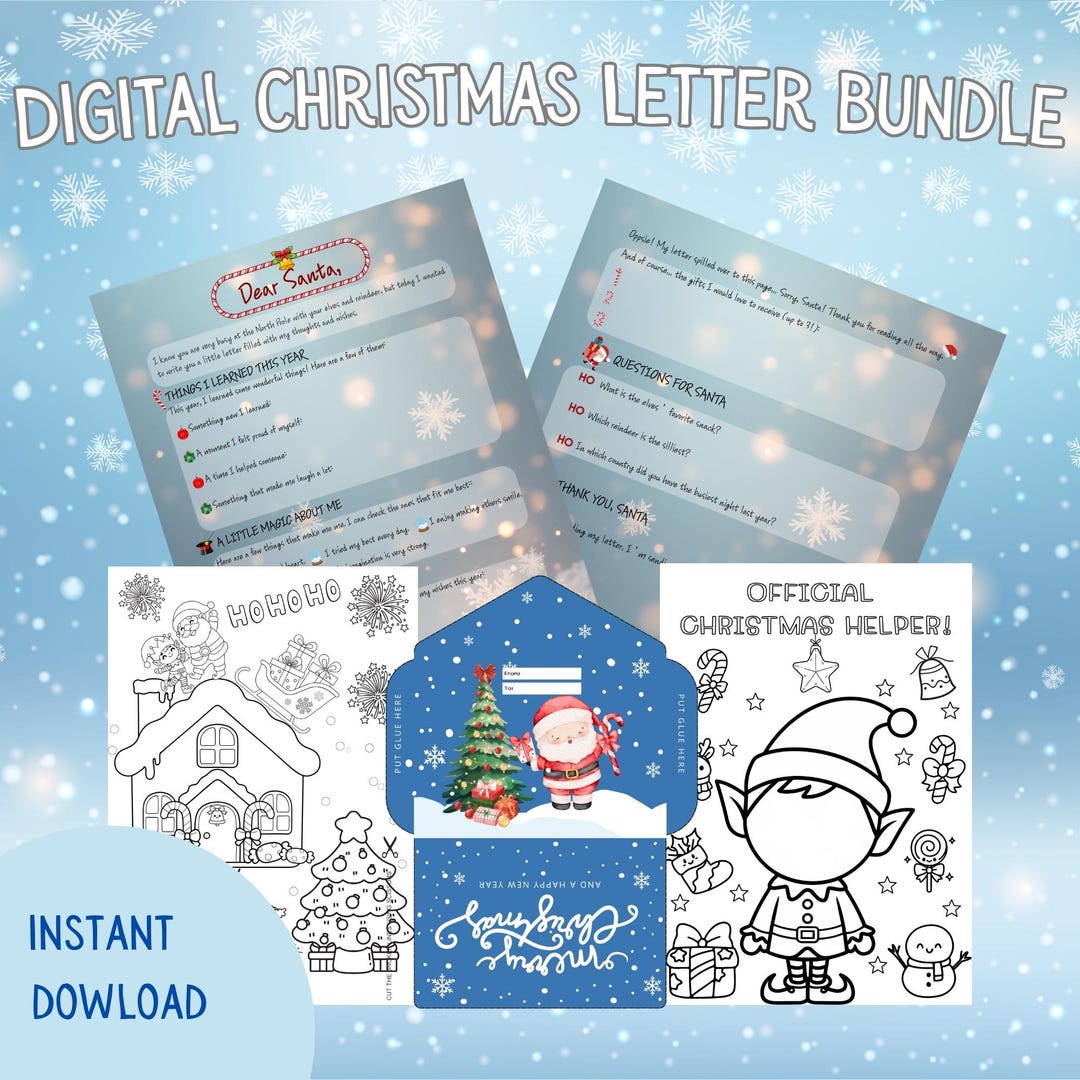 Printable Santa Letter Craft Set for Kids – Christmas Coloring Pages ...
